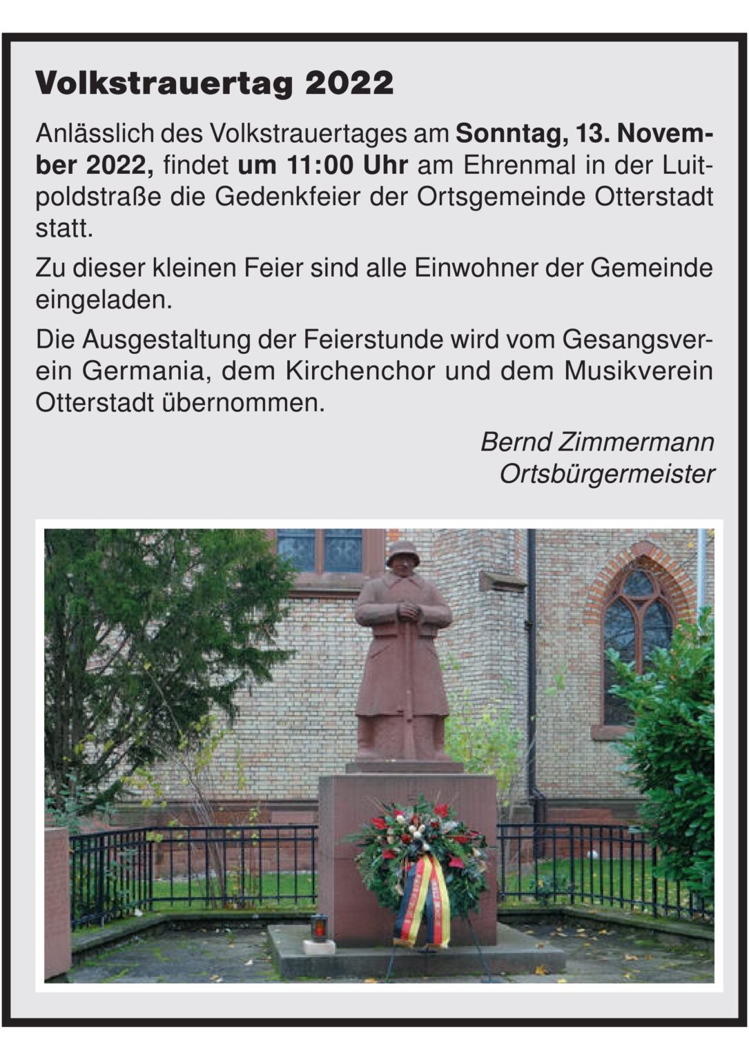 Volkstrauertag am 13.11.2022 – VG Rheinauen Aktuell